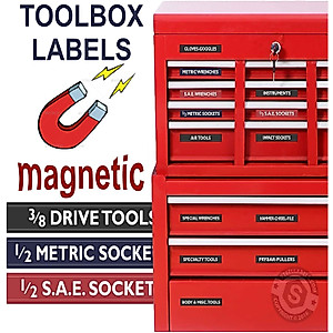 "Magnetic" Tool Box Organizer Labels (Green Edition) Organize Boxes, Drawers & cabinets "Quick & Easy", fits All Brands of 'Steel' Tool Chest Including Craftsman & Snap-on