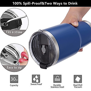 JXJYZLN Replacement Tumbler Lids Spillproof 30 oz, Plastic Splash Resistant Lids Covers Spill Proof Tumbler Lid Cup Covers,Stainless Steel Tumbler Travel Cup Yeti,Ozark Trails (Yizhiling Trading)