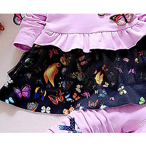 Spring Autumn Infant Little Baby Girls Clothing Set 2 Pieces Set Long Sleeve T Shirt and Skirt Pants for Children Kids Gilrs Toddler Baby (6-12m, Purple)