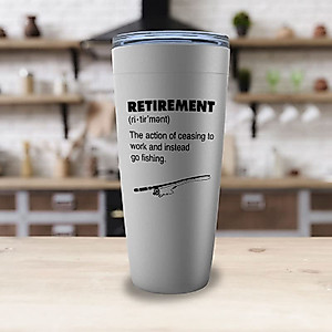 Fishing Lovers Stainless Edition Viking Tumbler 20oz - Retirement Definition Fishing Lover - Fisherman Fisher Boyfriend Lure Outdoorsmen Bass Pro Boat Lake Lovers Rod