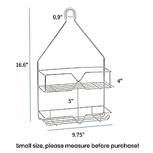 TreeLen Hanging Shower Caddy over Shower Head Bathroom Shower Organizer Rustproof with 4 Hooks for Razor Small Shampoo Racks for Shower Storage Shelf Holder-Chrome-Stainless Steel