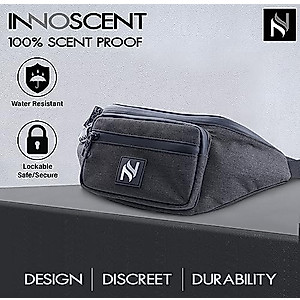 INNOSCENT SMELL PROOF Bum Bag Crossbody Bag Adjustable Waist Bag Backpack -COMBINATION LOCK- For Working Commuting Traveling (Dark Grey)
