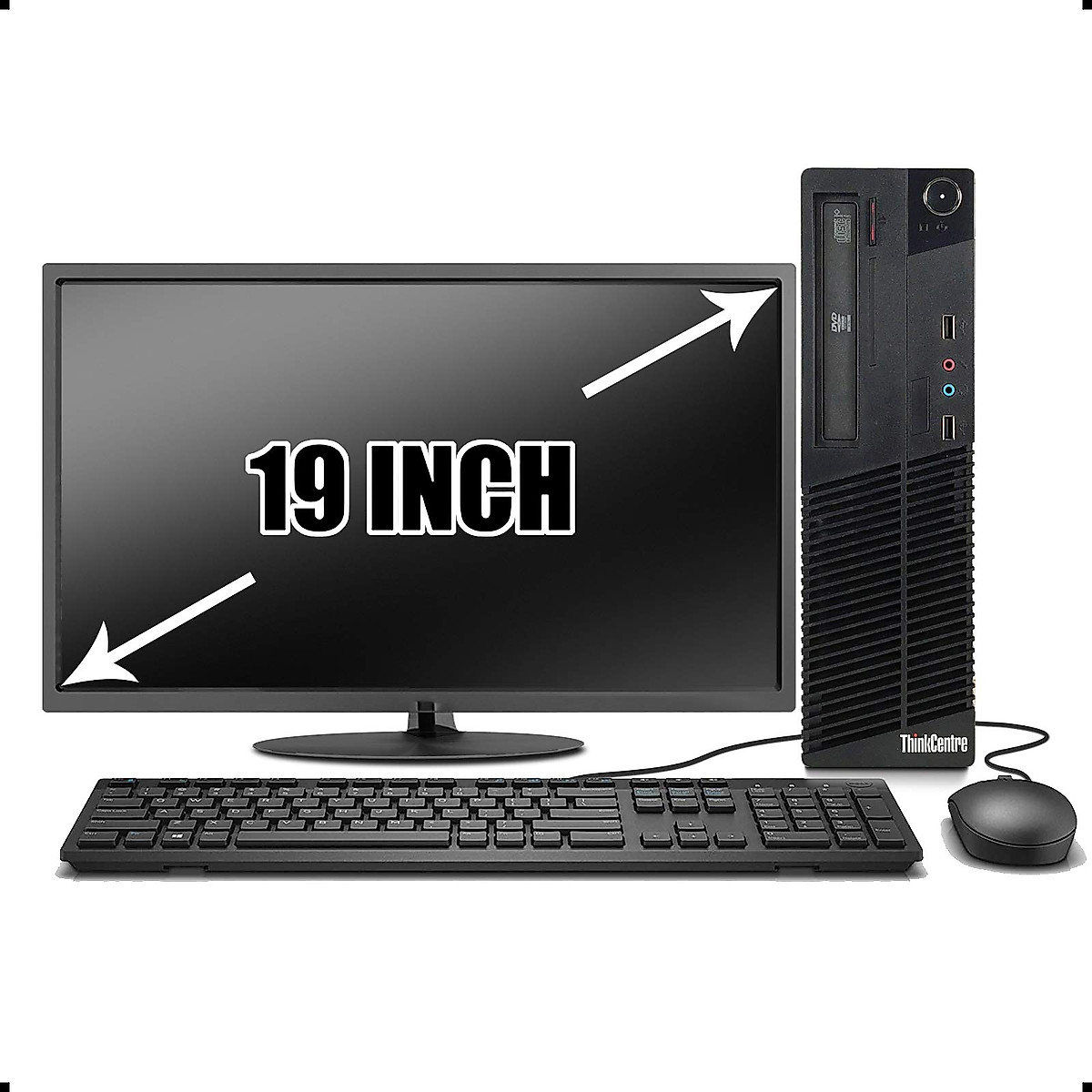 Lenovo ThinkCentre Small Form Factor Desktop PC Computer Package, Intel Core 3.1GHz, 8G DDR3, 1T, DVD, DVI, VGA, 19 Inch LCD Monitor(Brands May Vary), Keyboard, Mouse, Win10 Pro 64 Bit (Renewed)