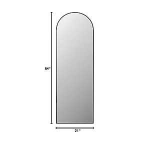 RICHTOP Arched Full Length Floor Mirror 3 Installation-Standing Leaning Hanging, 64x21 Black Big Full Body Mirror for Bedroom Livingroom Dorm, Anti-slip Shatterproof HD