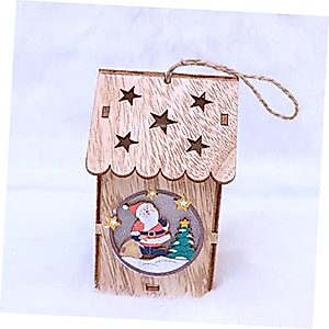BESTOYARD 4pcs Glowing Wooden House Wooden Hanging Ornament Snow Globe Lantern Christmas lit House Snowman Night Light Desktop Wooden Village Home Decor Night Lamp Child Snowball Mini