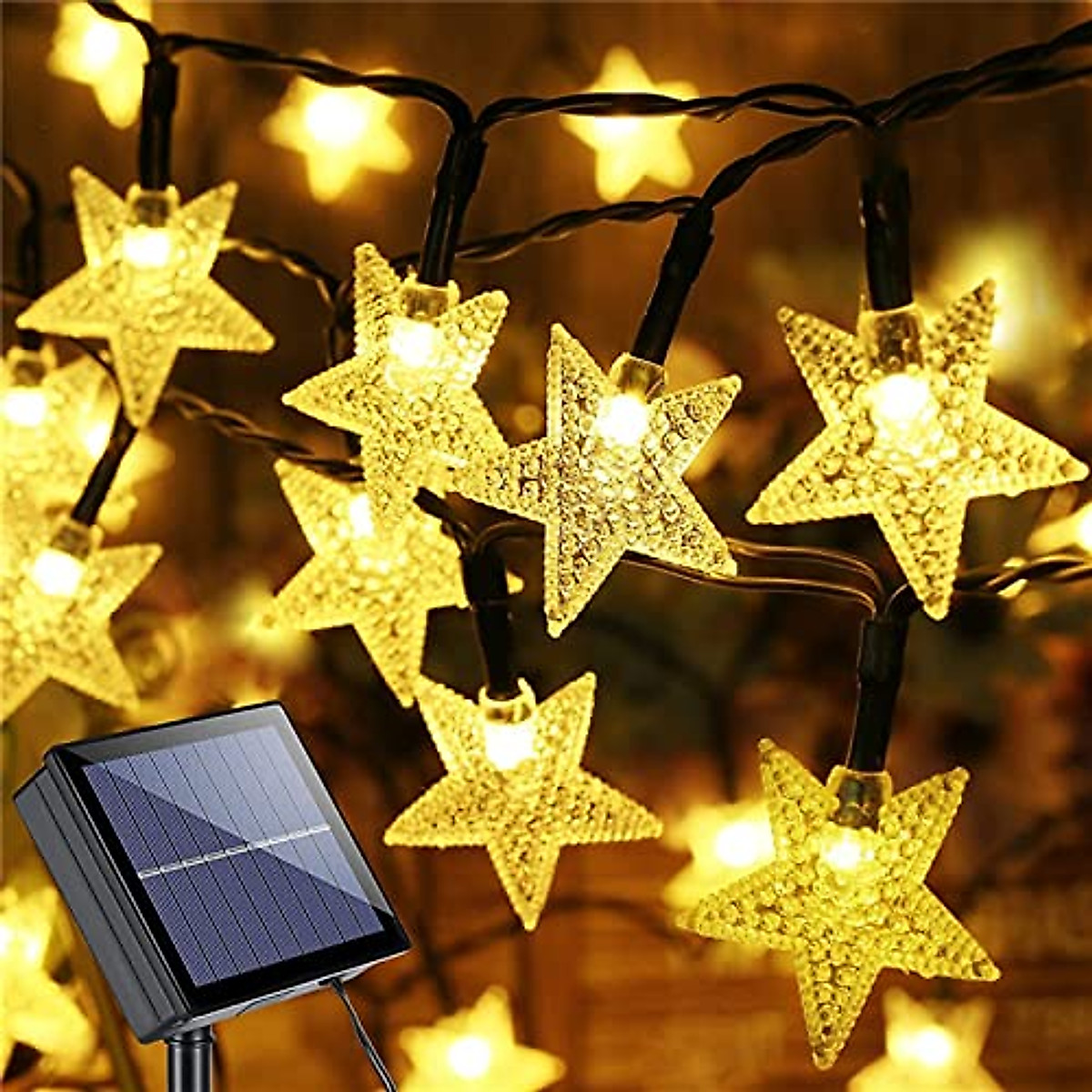 Led Lights Solar Star String Lights 8 Modes Solar Powered Twinkle Fairy Lights Waterproof Star Light for Outdoor Gardens Lawn Christmas String Light (Color : White_6.5M 30LEDS)