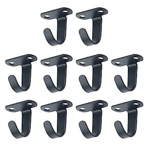 MY MIRONEY Screws Mount Ceiling Hooks Stainless Steel Hanging Hooks Towel/Robe Clothes Hook Kitchen Cup Hooks Black Under-Shelf Coat Hook with Screws Pack of 10