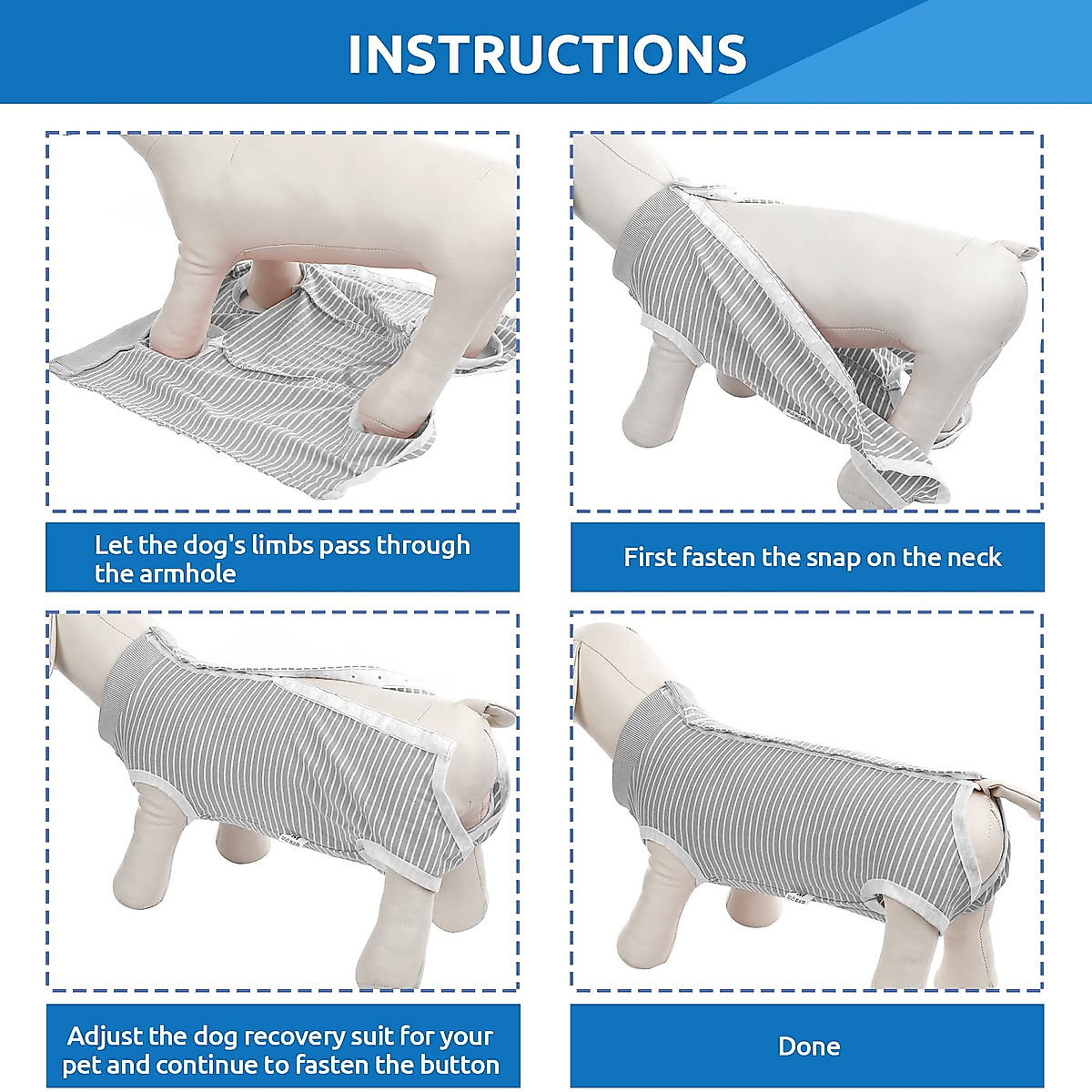 MIGOHI Dog Recovery Suit, Anti Licking Biting Dog Surgical Onesie After Surgery, Professional Dog Bodysuit for Male Female Dogs, Spay & Neuter Dog Shirts for Abdominal Wounds Skin Disease, Grey L