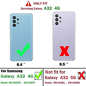 Anvzle for Samsung Galaxy A32 4G [Not Fit A32 5G] Case with [2 Pack] Tempered Glass Screen Protector, Galaxy A32 4G Heavy Duty Armor [Military-Grade] Protective, with Magnetic Ring Stand Cover (Black)