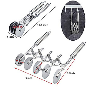 5 Wheel Pastry Cutter Stainless Pizza Slicer Multi-Round Dough Cutter Roller Cookie Pastry Knife Divider with Handle