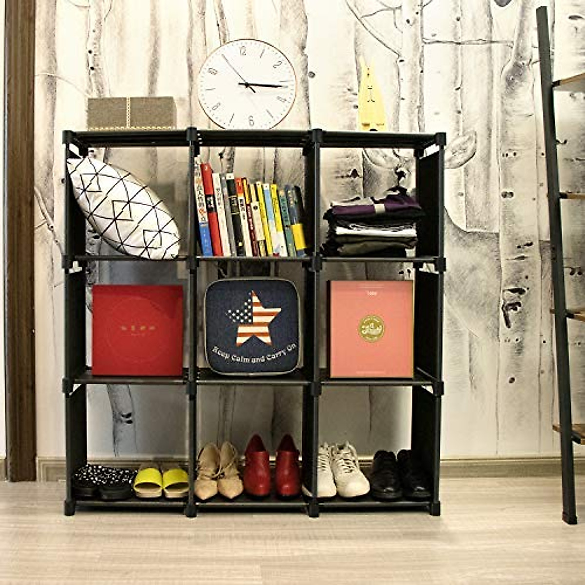 SOONEEDEAR 9/6 Cube Closet System Shoes Shelves DIY Closet Organizers and Storage Cube Bookcase for Books, Clothes, Toys, Shoes and Daily Necessities,Home Furniture