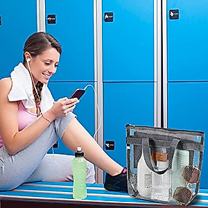 10 Pcs Mesh Shower Bag Caddy Tote Portable Quick Dry Tote Bag Lightweight Hanging Toiletry Bath Organizer for College Dorms Gym Swimming Beach Travel Games Sports