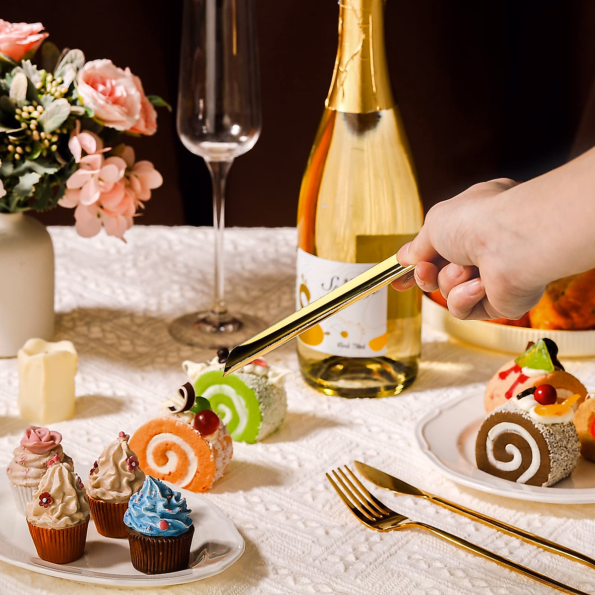 Crumbers for Servers, Table Crumb Sweepers Bread Crumber Cleaner Stainless Steel Table Crumbers for Tablecloth in Restaurants and Homes, Servers, Waiters, Waitresses Tool Accessories(Gold, 10)