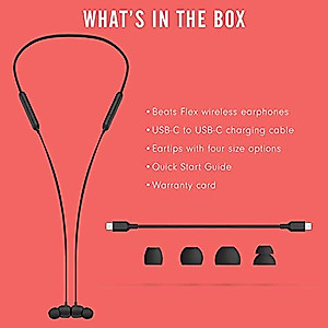 Beats Flex Wireless Earphones – Apple W1 Headphone Chip, Magnetic Earbuds, Class 1 Bluetooth, 12 Hours of Listening Time, Built-in Microphone - Black (Latest Model) (Renewed)