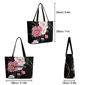Womens Handbag Japanese Floral Blossom Pattern Leather Tote Bag Top Handle Satchel Bags For Lady