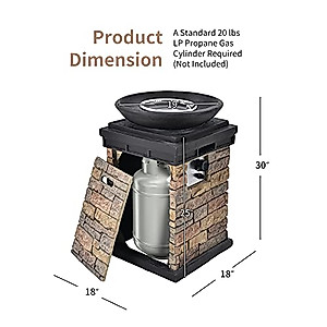 ORALNER Propane Fire Pit, Fire Column 40,000 BTU Outdoor Fire Bowl w/Rain Cover & Lava Rocks Auto Ignition Metal Patio Fireplace Gas Firepit for Outside Patio Courtyard Porch Deck Pool (Brown)