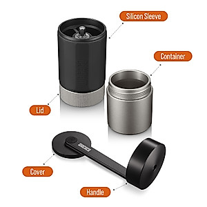 WACACO Exagrind, Manual Coffee Grinder, Stainless Steel Conical Burr, High Precision Adjustable Coffee Bean Grinder with Hand Crank, Handheld Portable Grinder for Espresso, Pour-over, Camping, Travel