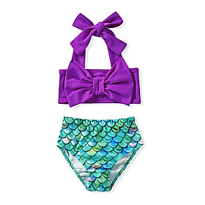 Little Toddler Girls Bathing Suit Mermaid Bikini Two Piece Swimsuit Bottoms Swimming Suit Swimwear 3T - 4T