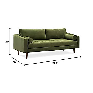 POLY & BARK Napa, Distressed Green Velvet, 88.5" Sofa