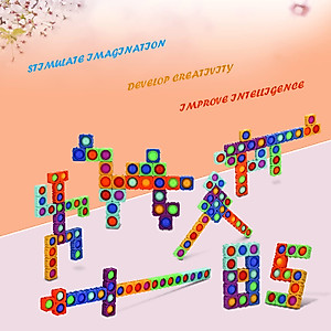 Pop Its Fidget Toys Girl Boy Creative DIY Fidget Building Block Toy Set 24Pcs Dimple Fidget Packs for Kids Anxiety Stress Relief Sensory Toys for Autistic Children ADHD Toddler Educational Toy Gift