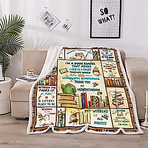 Book Lovers Gifts Blanket, Book Accessories for Reading Lovers, Book Reading Librarian Gifts Throw Blanket, Book Club Bookworm Gifts for Reading Lover Bookish, Literary Gifts Ideas Blanket 60"x50"