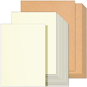 Ohuhu 8.5 x 11 Brown Kraft Cardstock Thick Paper 100 Sheets + 100 Sheets Cream Colored Cardstock 8.5 x 11