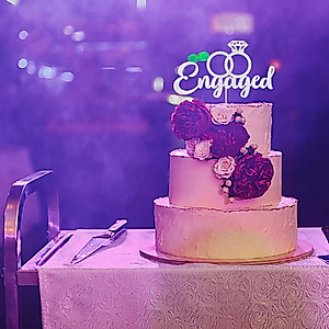 AROKIPPRY Engaged Cake Topper Wedding Cake Toppers, Engagement, Wedding Reception, Wedding Cake Decoration (silver)