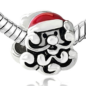 LovelyJewelry Santa Charms Silver Plated Beads For Bracelets