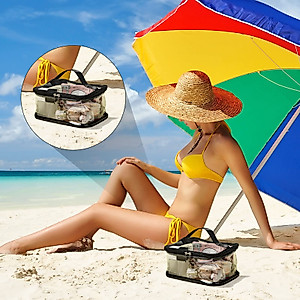 6 Pcs Large Clear Cosmetic Bags Clear Makeup Bag Transparent Zipper Travel Bag Toiletry Makeup PVC Bag Waterproof Portable Organizer Storage Pouch with Handle for Vacation Bathroom (Black Edge)