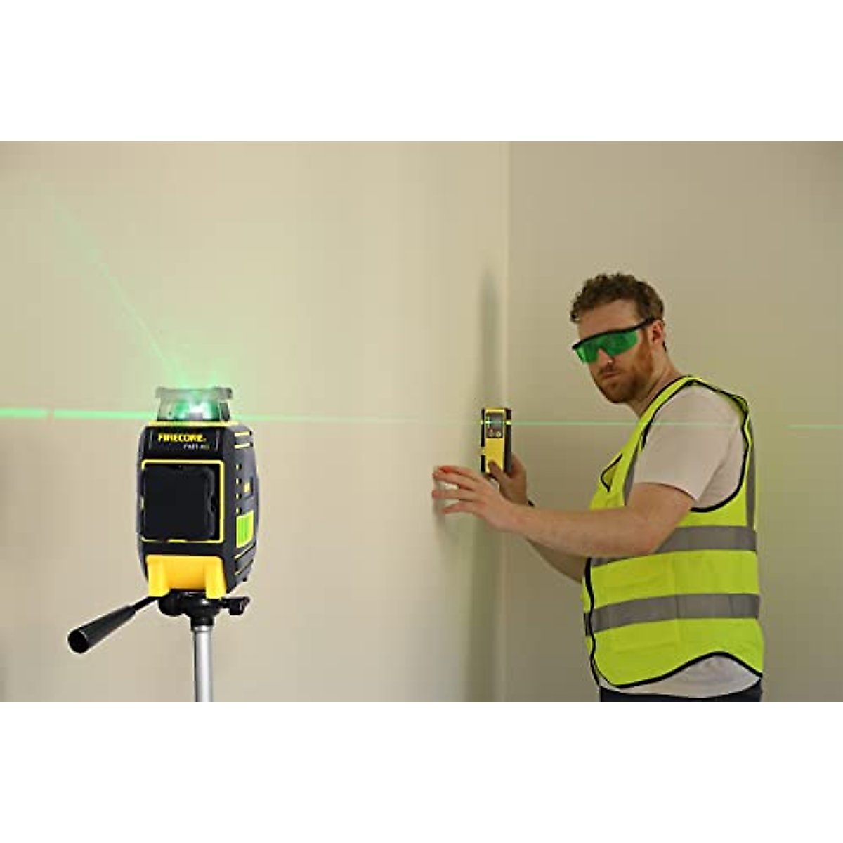 Firecore Laser Level Self Leveling 2x360 Green Beam Dual Plane Leveling and Alignment Laser Tool for Construction and Picture Hanging, Magnetic Pivoting Base Included(F92T-XG)