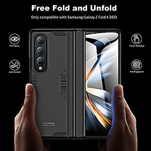 Kaiiecal for Samsung Z Fold 4 Case: [Hidden Kickstand] [Wireless Charging], Full Body Hinge Protection Slim Case, Built-in Screen Protector Phone Stand Case for Samsung Galaxy Z Fold 4 5G Black