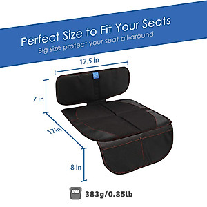 Funbliss car seat Protector for Child car seat Beige Thick Padding Carseat Kick Mat with Organizer Pockets,Waterproof 600D Fabric,Vehicle Dog Cover Pad for SUV Sedan Leather Seats（2 Pack）