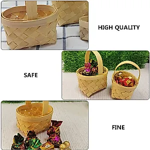 Hemoton 4pcs Candy Basket Small Basket Toys Snacks Containers for Kids Wooden Tray Rustic Decor Tiny Containers Snack Containers Small Craft Basket Child Mini Wood Chips Small Candies