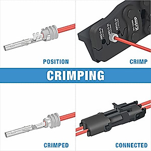 iCrimp Weather Pack Crimp Tool for AWG 24-14 Crimping Delphi APTIV Weather Pack Terminals or Metri-Pack Connectors- Crimp Terminals and Seal In ONE Cycle with Locator & Removal Extraction Tool