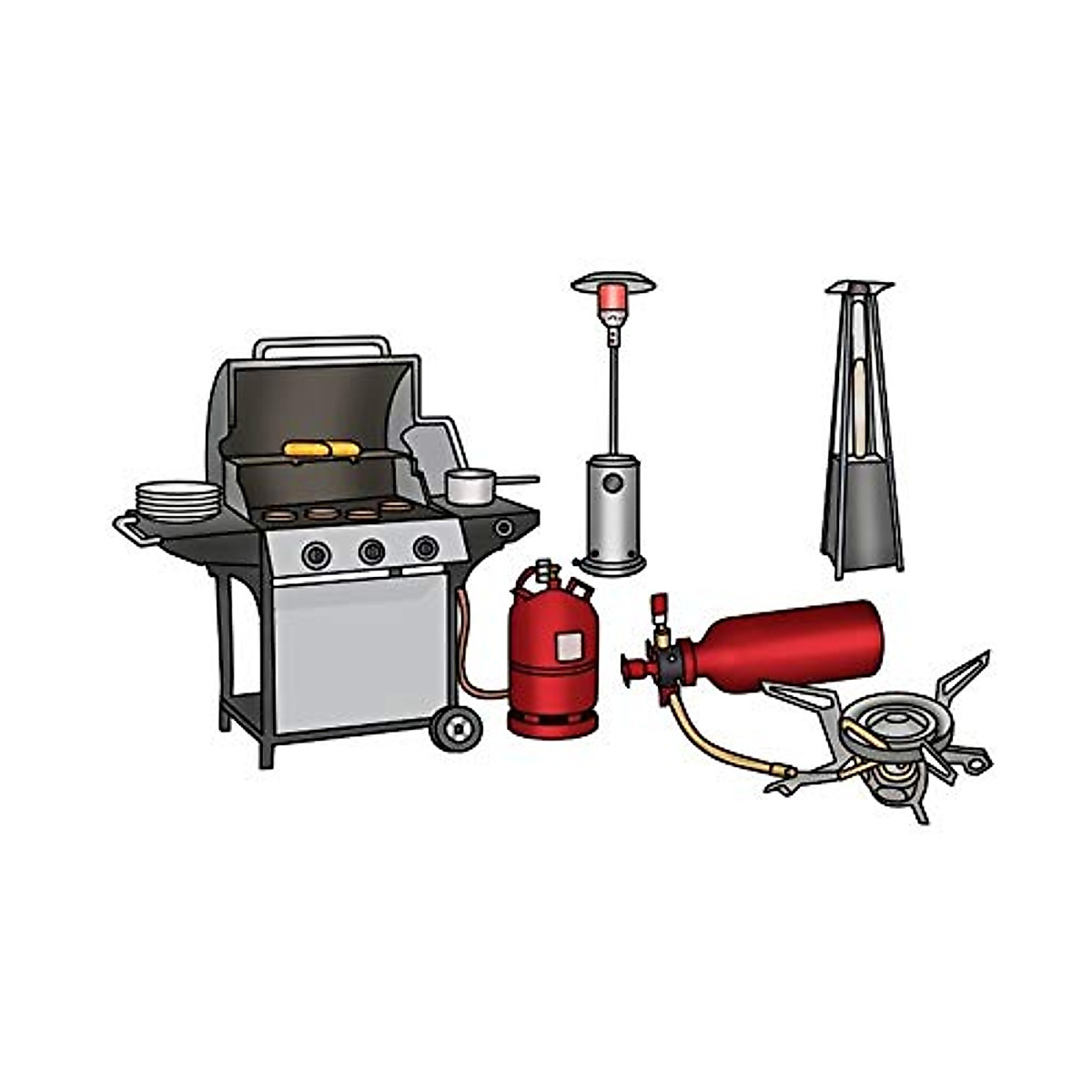 Hiland GA09 Propane Tank Adapter Hose 10 Ft, w/Adapters, Black, One Size Fits All, Black