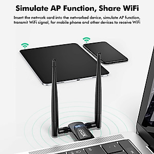 Wireless USB WiFi Adapter 1200Mbps, XDO Dual Band OFDM 2.4GHz/300Mbps 5GHz/867Mbps,802.11 ac/a/b/g/n, High Gain Dual 5dBi Antennas Network USB 3.0 for Desktop PC with Windows XP/Vista/7/8/10/11/Mac OS