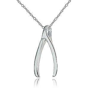 Hoops & Loops Sterling Silver Polished Wishbone Pendant Necklace