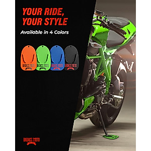 Badass Moto Motorcycle Kickstand Pads - Motorcycle Pads Durable Motorcycle Kickstand Plate, Biker Kick Stand, Motorcycle Stand Pad - Park Your Bike on Hot Pavement, Grass, Soft Ground - Go Fast Green
