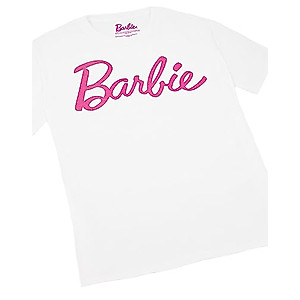 Barbie Women's White Logo Tee | Iconic Brand | Fashionable Retro Top | Comfortable Fit Movie Merchandise - X-Large