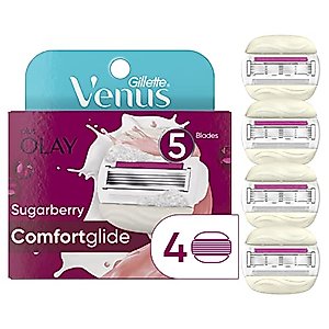 Gillette Venus ComfortGlide plus Olay Sugarberry Women's Razor Blade Refills, 4 Count