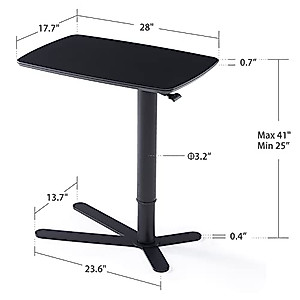 28 Inch Height Adjustable Standing Desk, Utureal Pneumatic Writing Computer Desk for Small Spaces, Ergonomic Lectern Podium with Steady Claw Base, Sit Stand Workstation for School, Home, Office |Black