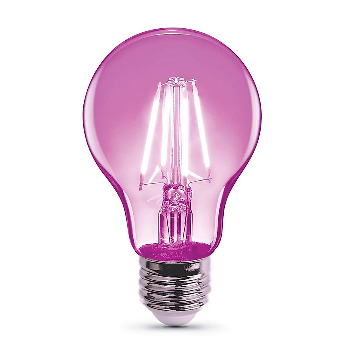 Feit Electric - A19/TPK/LED 25W Equivalent Pink Filament Dimmable Clear Glass Colored LED Light Bulb
