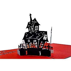 iGifts And Cards Trick or Treat Halloween 3D Pop Up Greeting Card - Cute Jack-O-Lantern, Pumpkin, Happy Birthday Gift, Haunted Mansion Hitchhiking Ghosts, Spooky Witch, Scary Owl, Chilling Cementery