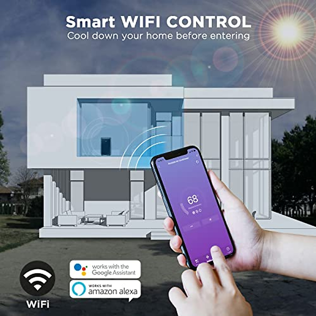 TURBRO 14,000 BTU Smart WiFi Portable Air Conditioner, Powerful Cooling Up to 600 Sq Ft, 3 in 1 Functions with Backlit Remote, Supports Alexa Voice Control, Easy Installation, Greenland Series, Black (10,000 BTU SACC)