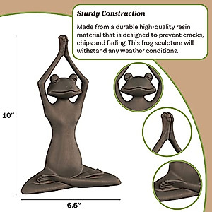 Pure Garden Stretching Yoga Frog Lawn and Garden Décor, Bronze