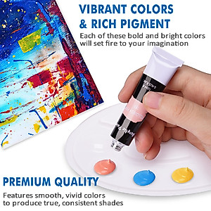 Easel Art Set, 40 Piece Painting Supplies with 1 Art Easel, 24 Acrylic Paint Set, 4 Painting Canvas, 12 Paint Brushes & Necessary Paint Set Tools, Art Supplies for Kids Adults Beginners Artists Pros