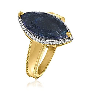 Ross-Simons 4.60 Carat Sapphire Ring With .12 ct. t.w. Diamonds in 18kt Gold Over Sterling. Size 6