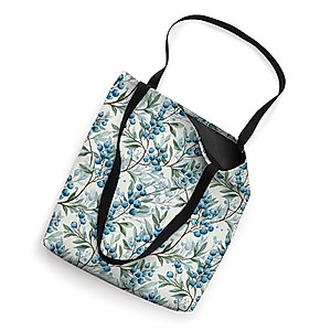 Cute Pattern For Nature Lover Blue Christmas Holly Berries Tote Bag