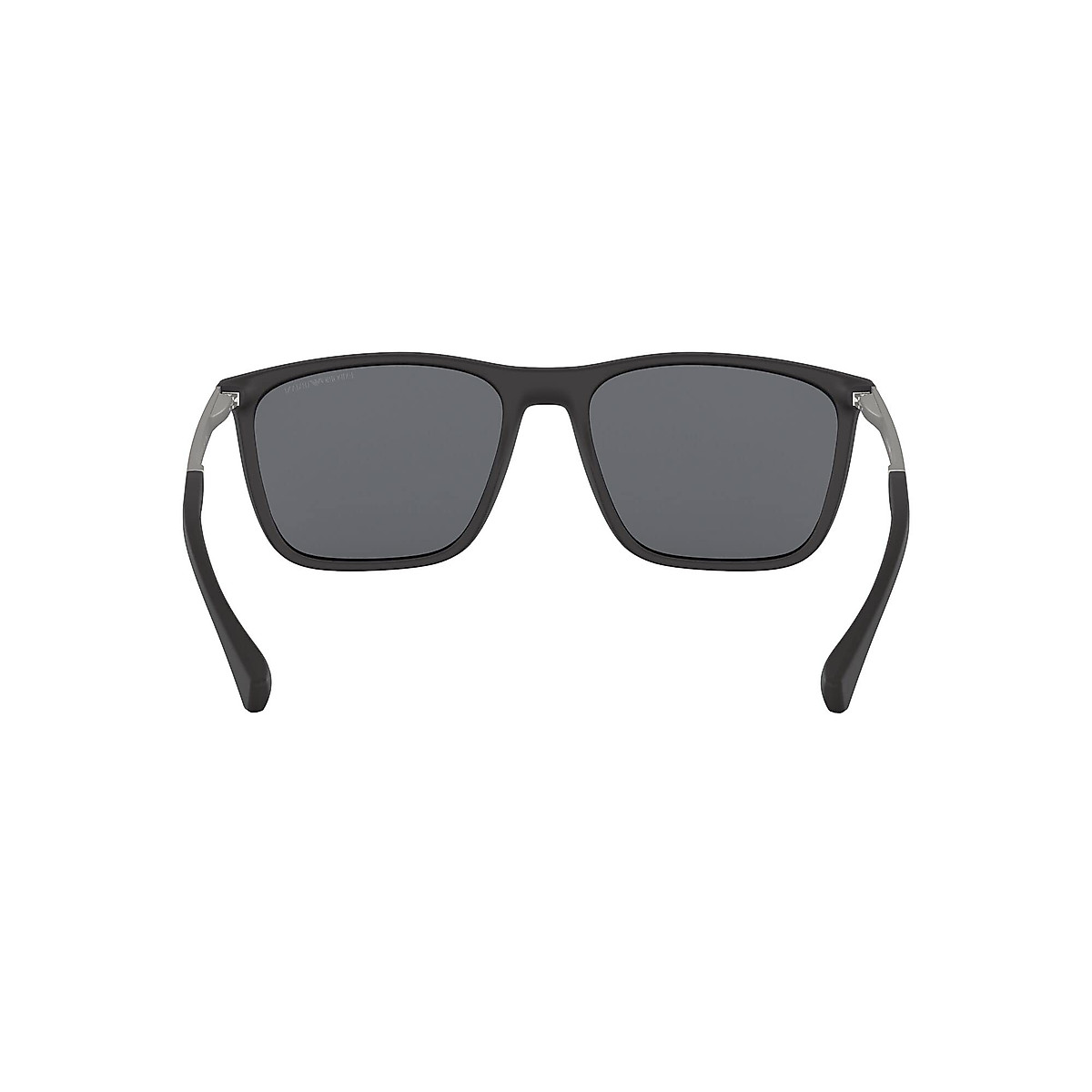 Emporio Armani Men's EA4150 Rectangular Sunglasses, Rubber Black/Grey, 59 mm