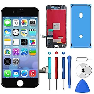 QTlier iPhone 7 Screen Replacement,LCD Display and Touch Screen Digitizer Replacement Frame Assembly with Repair Tool Kit(Black, 4.7Inch, for iPhone 7)